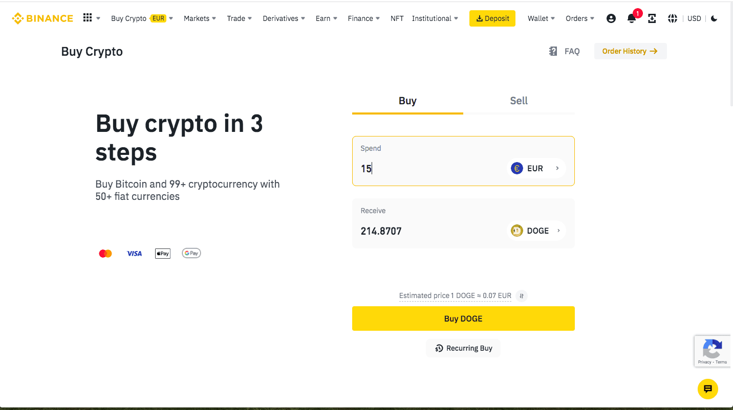 Come acquistare Dogecoin su Binance